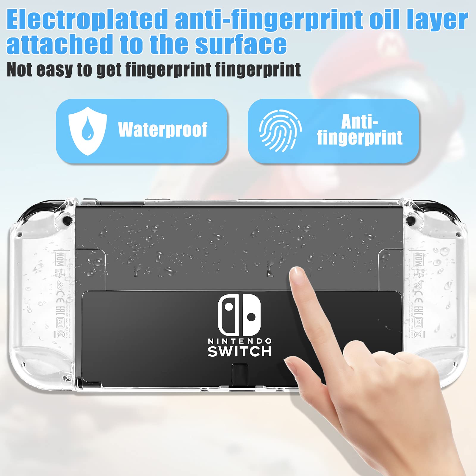 Bestico Case for Nintendo Switch OLED Model Dockable Clear Protective Case Cover for Switch OLED Model Console and Joy Con, PC Hard Shell Accessories Protector Anti-Shock & Anti-Fall
