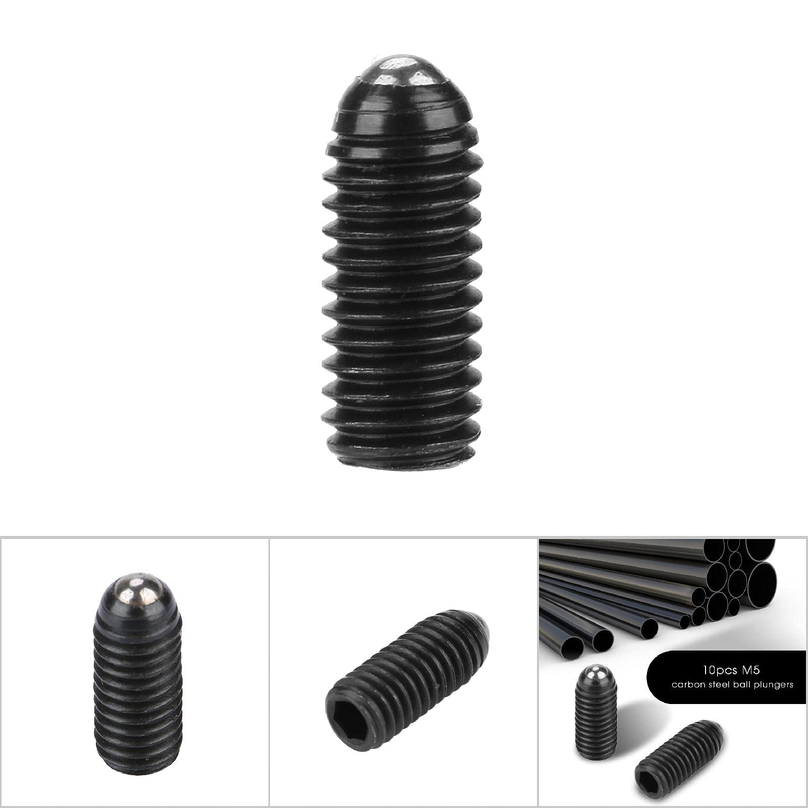 Ball Plunger, M5 Screw Thread with Spring Hex Socket Ball Plunger, for Mechanical Clamp Devices(M5*12(10PCS))
