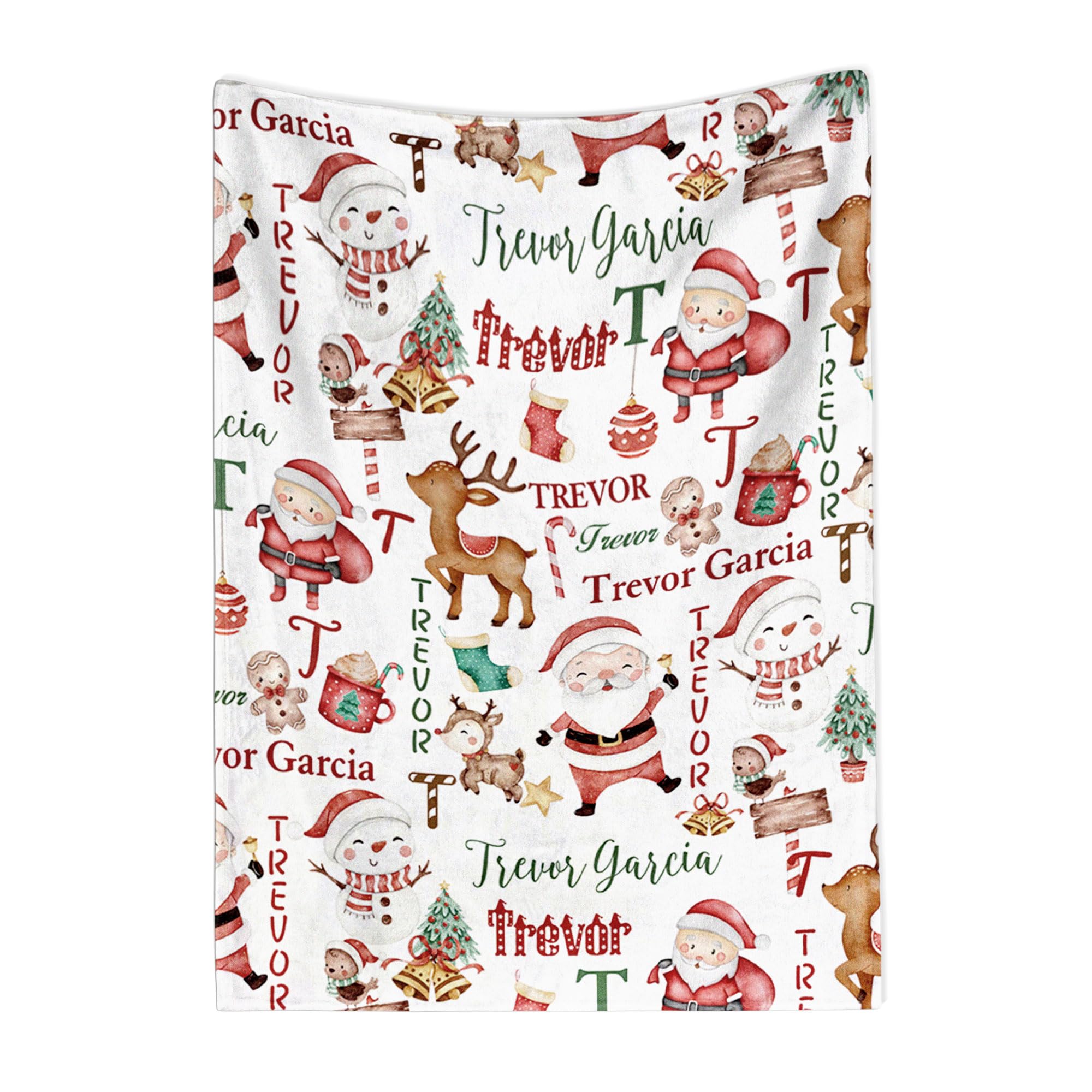 Custom Christmas Santa Blanket for Kids Boys Girls, Personalized Soft Cozy Flannel/Sherpa Xmas Throw Blanket with Name, Gifts for Christmas Holiday