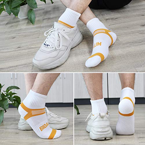 BIOAUM Men's Athletic Socks Size 10-13 - 6 Pairs Cotton Quarter Socks for Running, Workout, Work