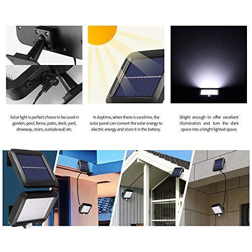 BIOBEY Solar Motion Lights, 56 LEDs Bright Solar Powered Flood Lights with 5 M/16.4 FT Power Cable, Waterproof Human Body Sensor Fission Induction Solar Lamp Yard Street Security Lamp