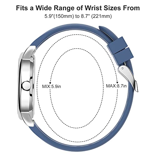 GOLDEN HOUR Waterproof Nurse Watch for Medical Professionals, Students Women Men - Military Time Luminouse Easy Read Dial, 24 Hour with Second Hand, Colorful Silicone Band Navy Blue