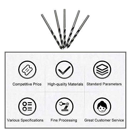 Brad Point Drill Bits 3mm (1/8") Wood Drill Bit Set Woodworking Drills High Carbon Steel for Furniture Hardwood Softwood Cupboard Wardrobe 5 Pack