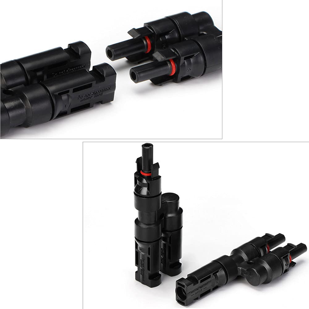 BAYM Solar Panel T Branch 2 to 1 MMF + FFM Cable Connector Solar Wire Connector T-Type T2 Coupler Combiner(1 Pair)