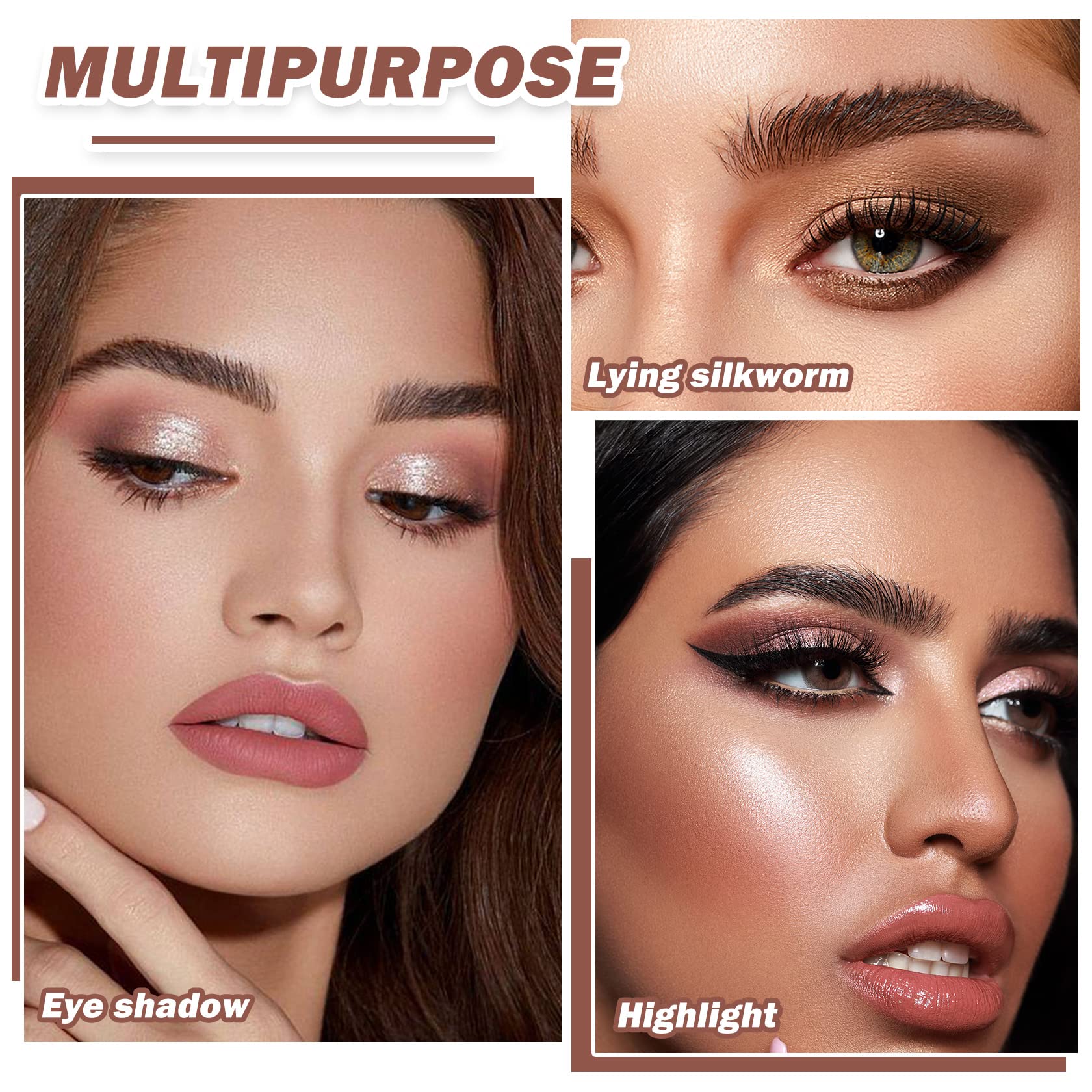 AWCCXMYM Cream Eyeshadow Stick Glitter Eyeshadow Liquid Eyeshadow Natural Soft Shimmer Eye Shadow Sticks For Eye Makeup 02#Orange Highlighter
