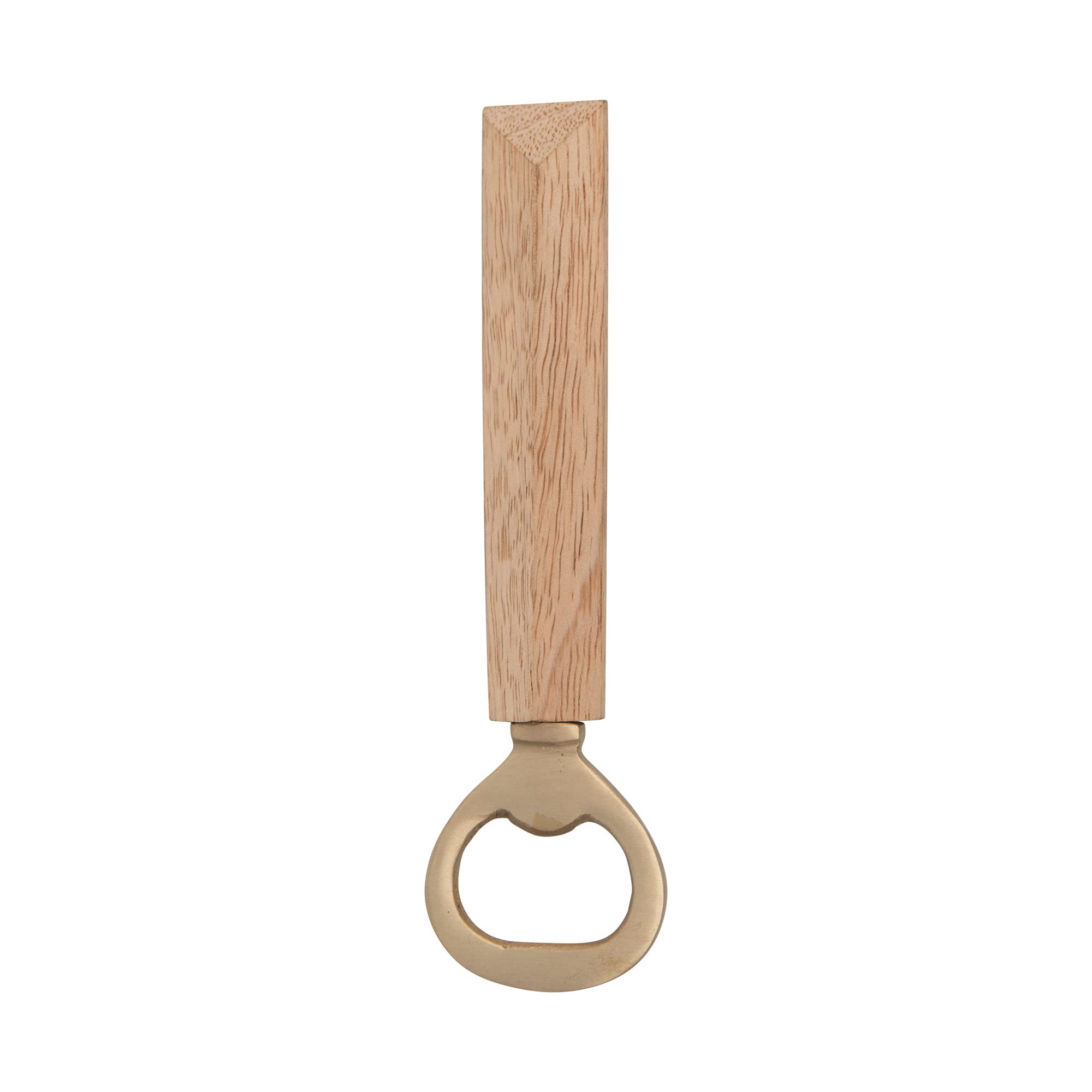 Bloomingville Mango Wood and Brass Decorative Bottle Opener, 6.25"
