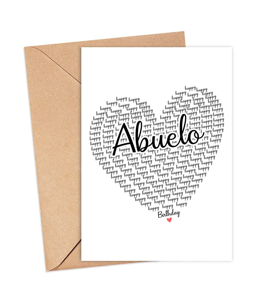 Happy Birthday Abuelo Card - Cute Happy Birthday - Birthday Greeting Card - Sweet Birthday Card For Abuelo - Anniversary-Thank You Card - Heart Happy Birthday Mom - I Love You Abuelo Card