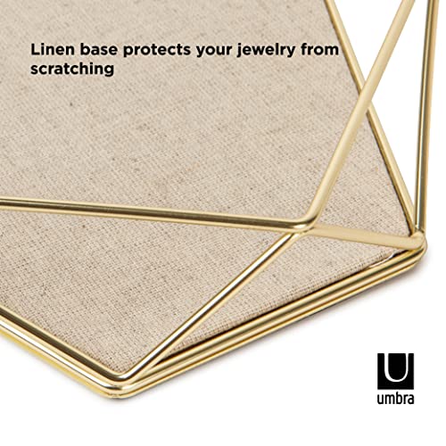 Umbra 299481-221 Prisma Tray, Geometric Plated Jewelry Storage, 11" Length x 7.25" Height x 1.5β Width, Matte Brass