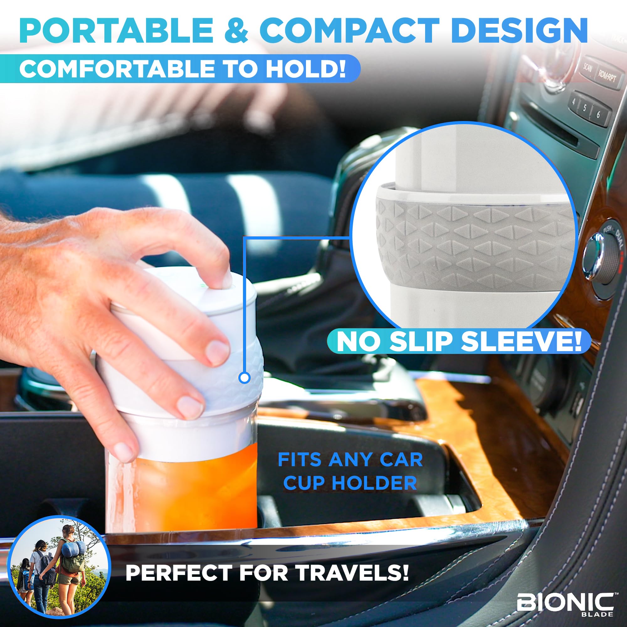 Bionic Blade Personal Blender 26.5 oz, with Extra Shaker and Lid, Cordless, Air Tight, Rechargeable 18,000 RPM Portable Blender for Shakes, Smoothies, Juice and Sauces 8.6”