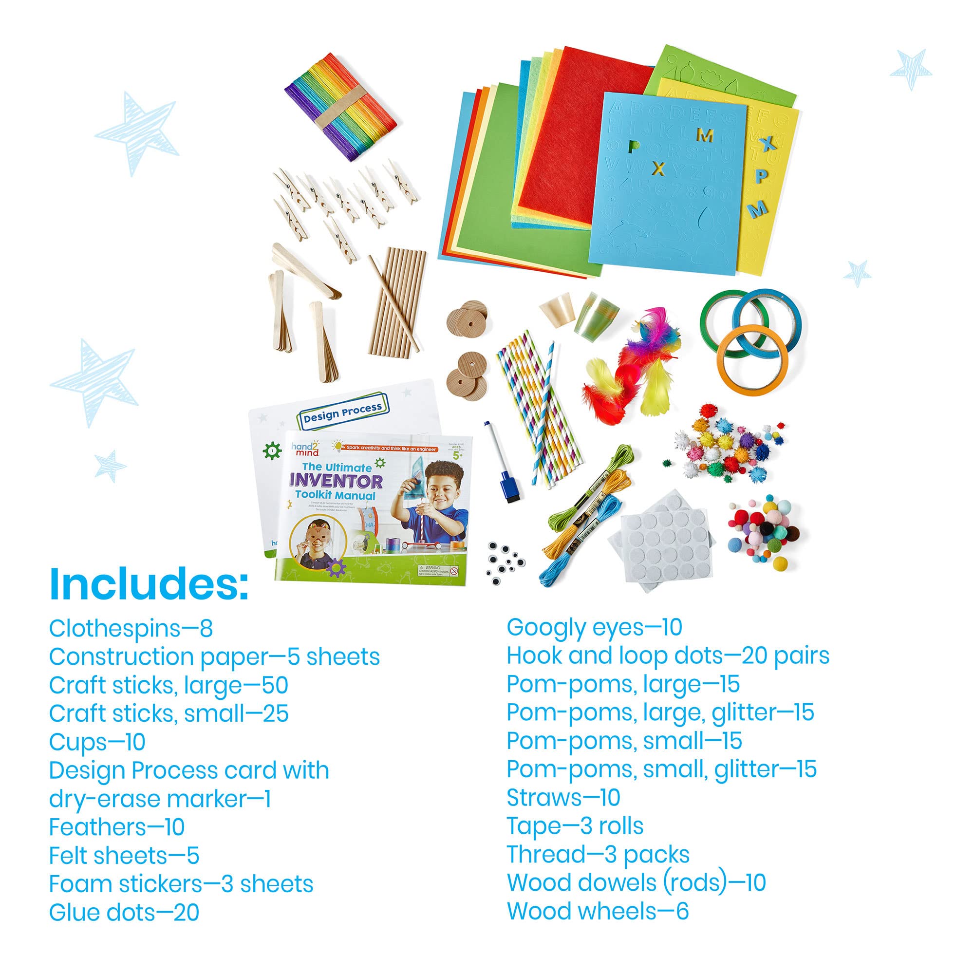 hand2mind Ultimate Inventor Toolkit, Ages 5+, Kids Inventing Kit, Ultimate Craft Kit, Science Projects for Kids, Engineering Toys for Kids, STEM Building Toys, Kids First Science Kit, STEM Activities