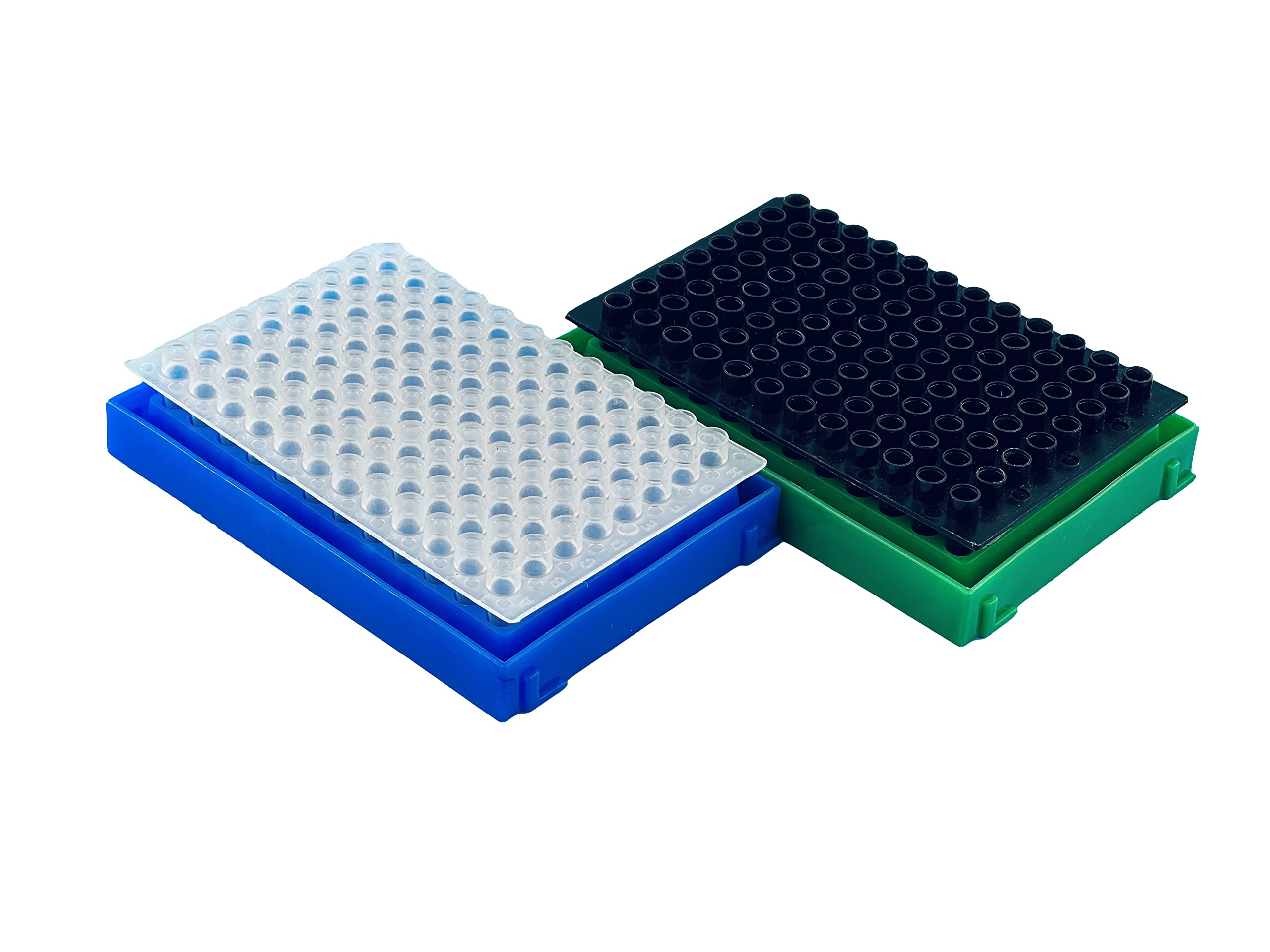 LUERFLEX 96 Wells PCR Tube Rack for 0.2ml 0.1ml Strips Tubes, The Lid is for Non-Skirted PCR Plate Pack of 2