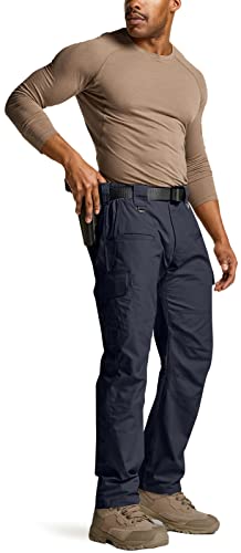 CQR Men's Tactical Pants, Water Resistant Ripstop Cargo Pants, Lightweight EDC Work Hiking Pants, Outdoor Apparel, Duratex Police Navy, 28W x 30L