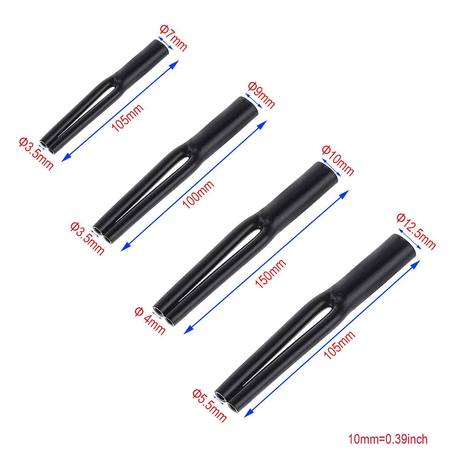 Neutrual Cable Pants, Cable Jacket Speaker Wire Pants Y Boot 9MM 2-Conductor (⌀9MM-2x 3.5MM 8PACK Black) Dressing Up/Protecting/DIY Your Speaker Cables, DIN to RCA Cables