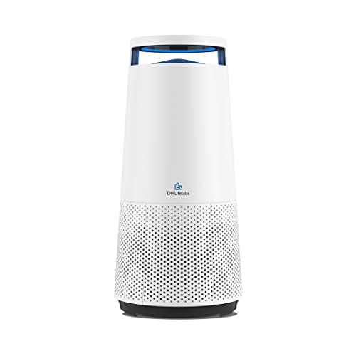 DH Lifelabs | Sciaire Mini + HEPA Air Purifier | Ions Actively Clean & Deodorize Air | Eliminates 99.9% of Bacteria & Viruses | H13 HEPA Purifier Filter for Allergies Pets | Bedroom Home | White