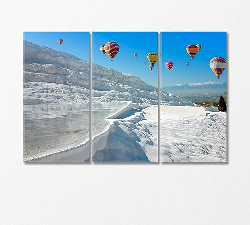 Balloons Over the Thermal Springs of Pamukkale Canvas Print 1 Panel / 36x24 inches