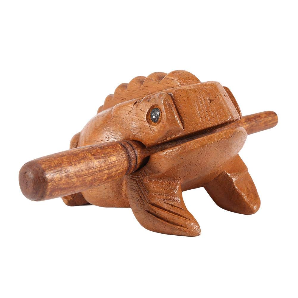 Delaman Wood Frog Guitar File, Percussion Instrument Tone Block Thai Lucky Baby Family and Office Decoration Traditional Craft (4.1in)