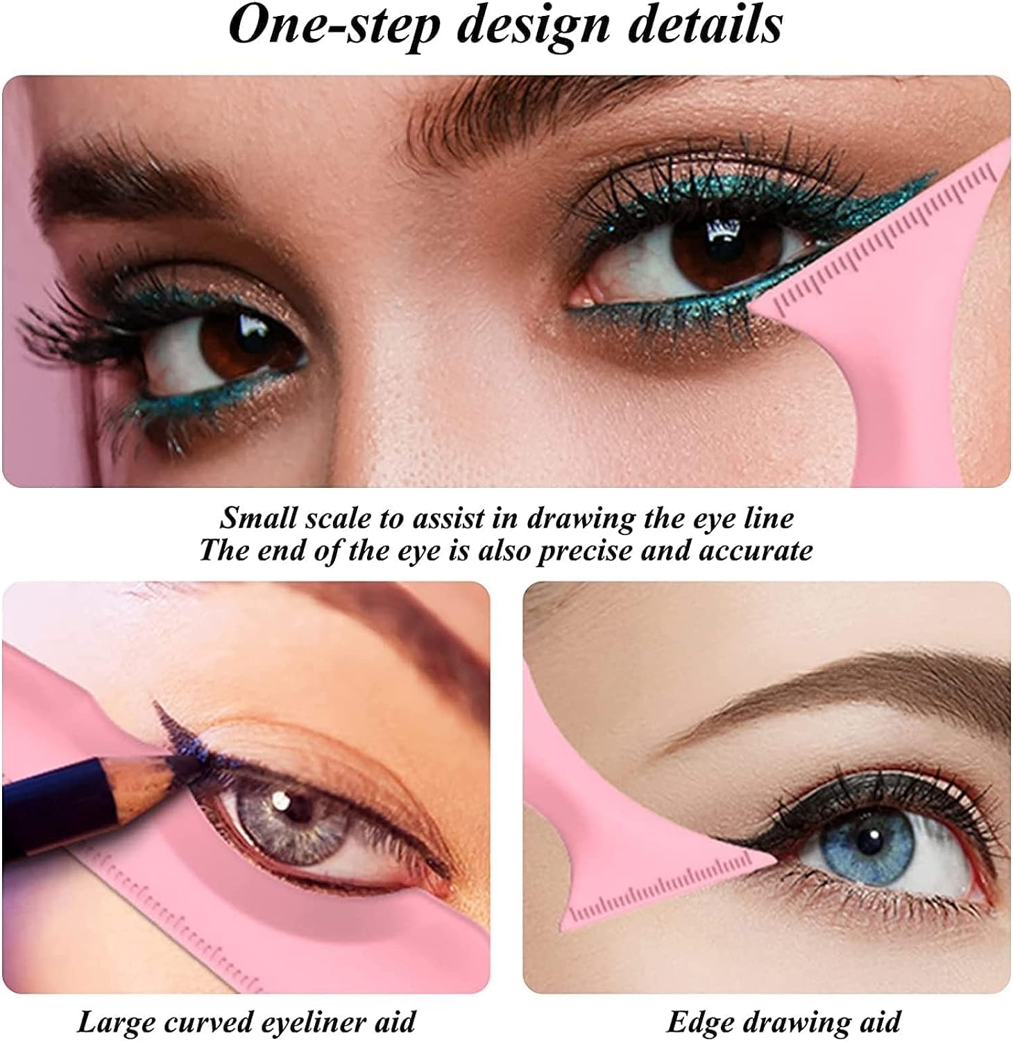 Bheprw 2Pcs Eyeliner Stencils, Silicone Winged Eyeliner Tool Helper for Beginners Multifunctional Eye Makeup Tool Kit Quick Stencil Aid Silicone Nose Shadow Template
