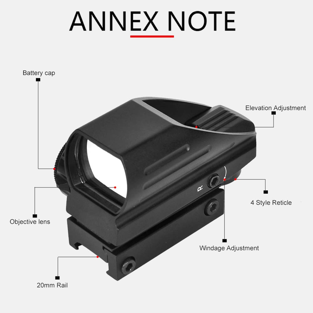 BESTSIGHT Red Dot Sight Reflex Green Dot Sight with 4 Styles Reticle,5 Level Red/Green Illumination