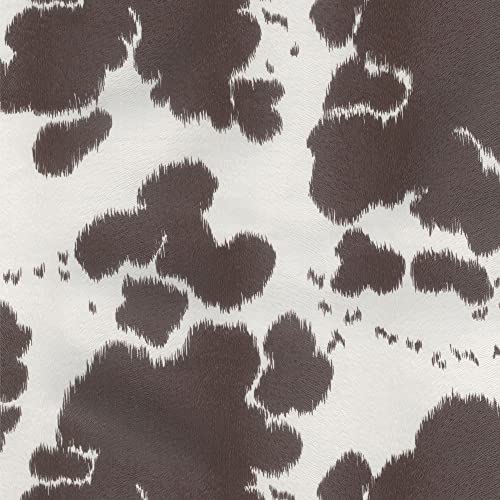 Cow Print Vinyl, Smooth Textured Animal Hide Pattern Faux Leather, Embossed Upholstery Craft and DIY Pleather - Individual 1 Yard Cut 36"x54" (Brown on Cream)
