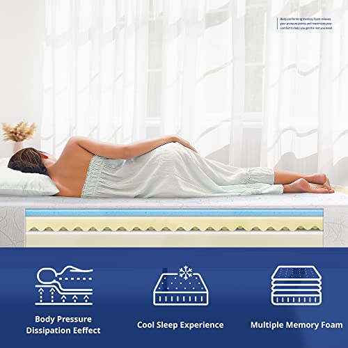 Olee Sleep 7 Inch I-Gel Deluxe Comfort Memory Foam Mattress,Queen,Beige,White, CertiPUR-US, Multi-layered foam, Supporting Body Weight,Comfort and Relieve pressure