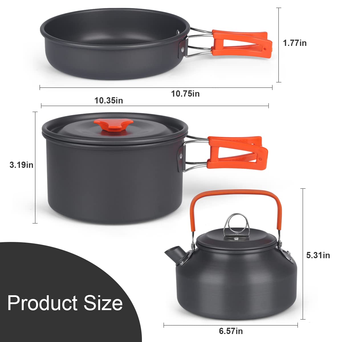 Bisgear Camping Cookware Kettle Mess Kit - Camping Cooking Set Stainless Steel 18/8 Plates Cups with Lids &Sleeves Cutlery - Camping Pots and Pans Set - Backpacking Gear Camp Accessories Equipment