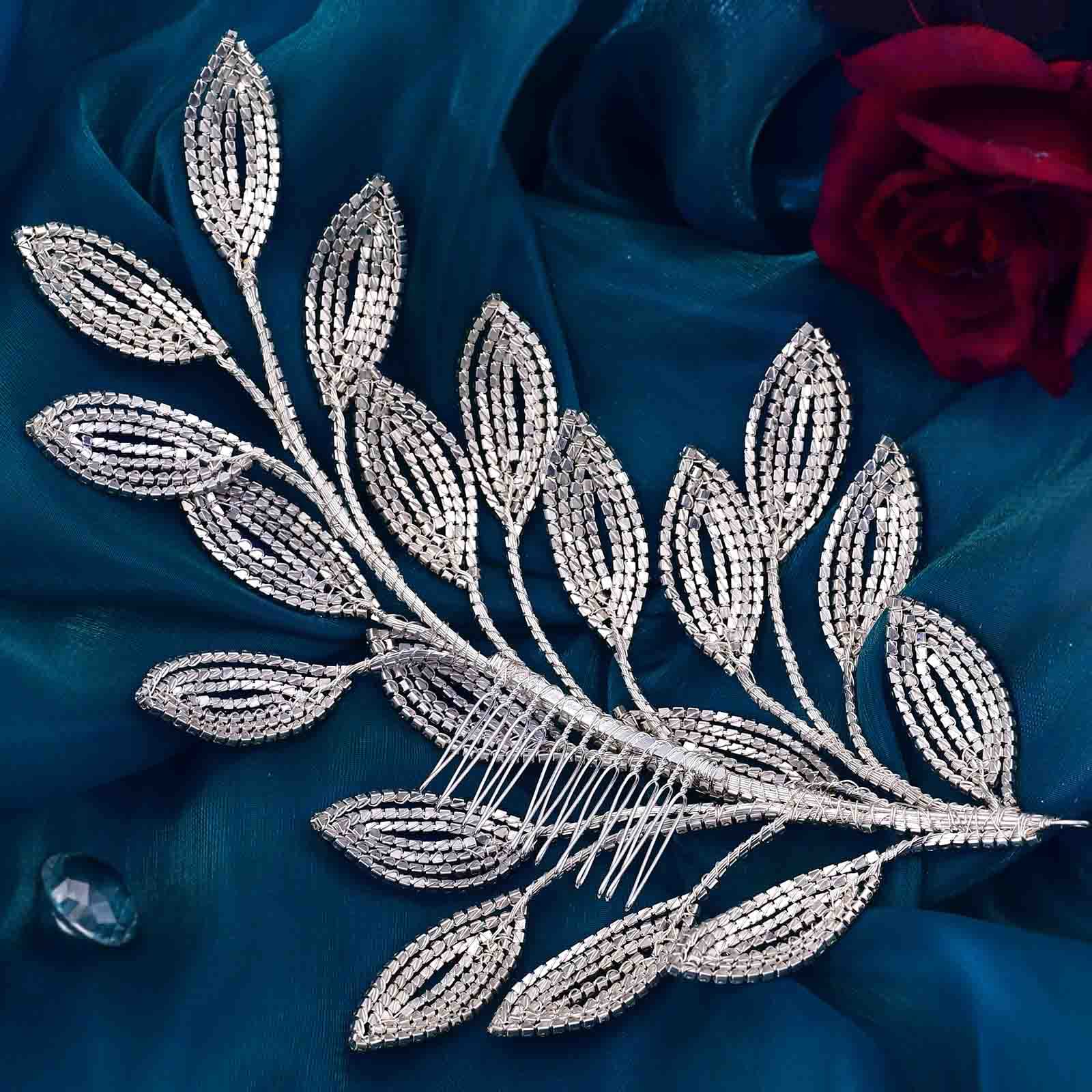 azaleas Bride Wedding Headband, Wedding Rhinestone Bridal Hair Comb,Rhinestone Bridal Bridesmaid Hair Clips Accessories (Silver)