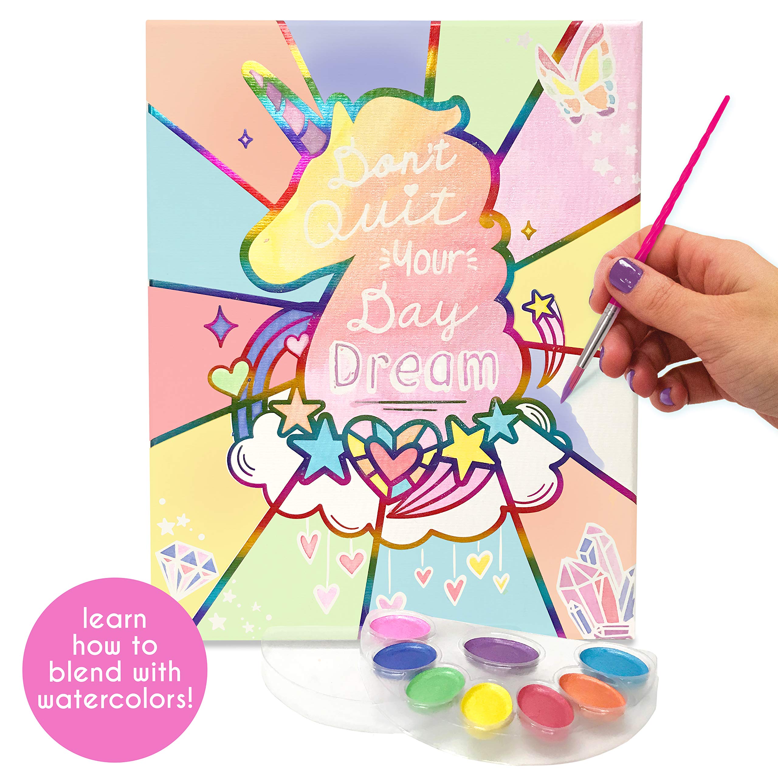 Just My Style Canvas- Magical Unicorn, Pre-Printed Paint Your Own Canvas Art by Horizon Group USA