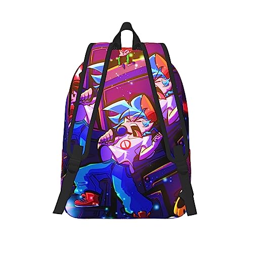 DHOUTSL Canvas Backpacks Friday Night Anime Funkin Laptop Backpack Unisex Multipurpose Double Shoulder Bag for Camping Travle Work Hiking Gifts