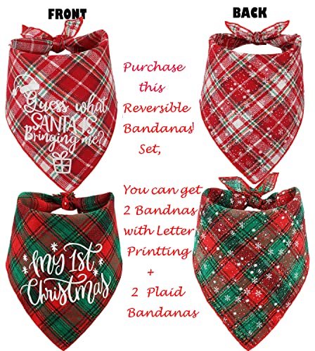 Christmas Bandana for Dogs,2 Pack Plaid Dog Bandanas Set for Xmas Holiday