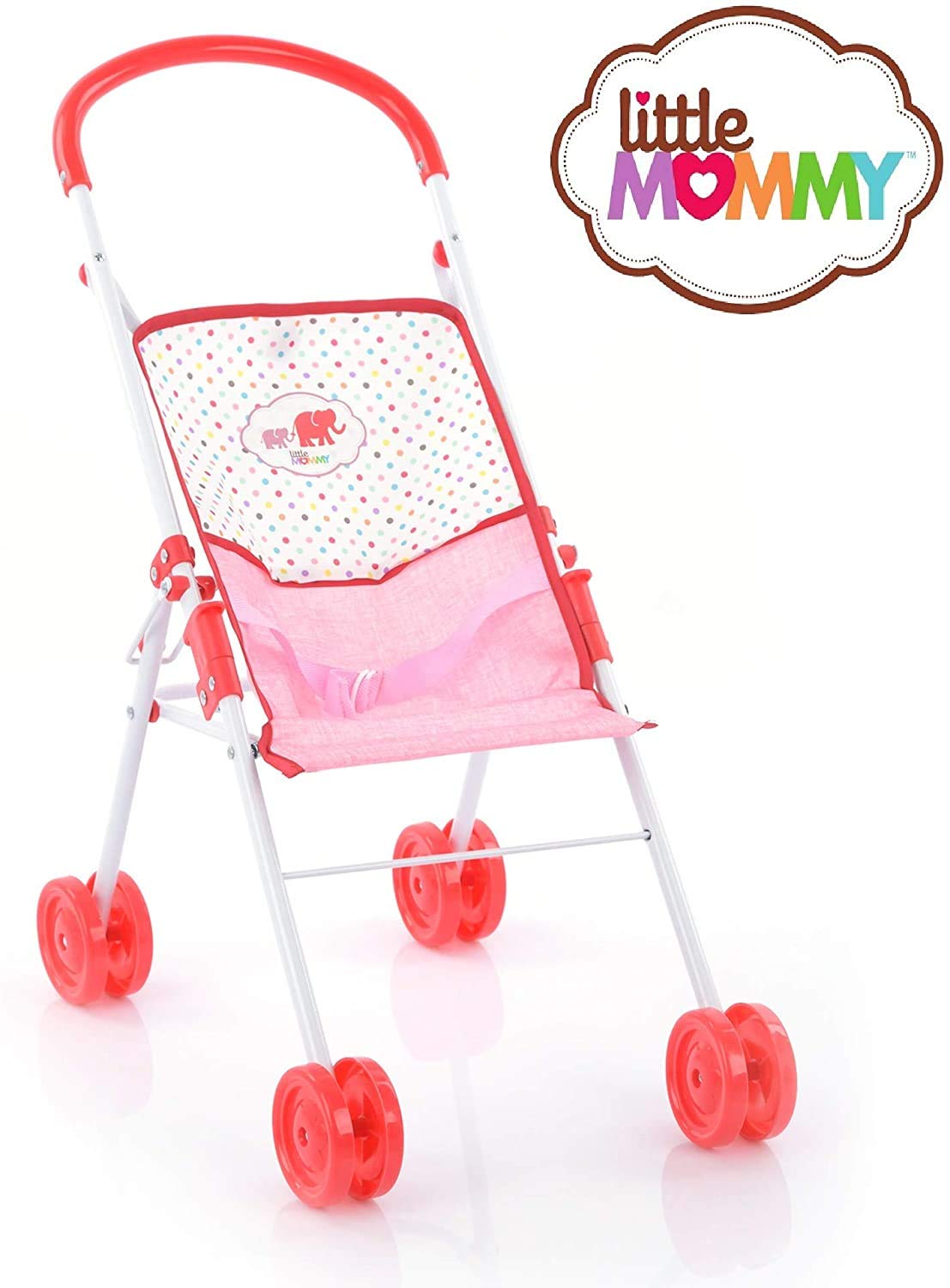 Little Mommy Doll Travel Stroller (D82489), One Hand Push for Adventure Filled Strolls - Seat Belt to keep Baby Doll / Stuffed Animal Safe, Foldable - Fits Dolls up to 21", Age 3+ [Amazon Exclusive]