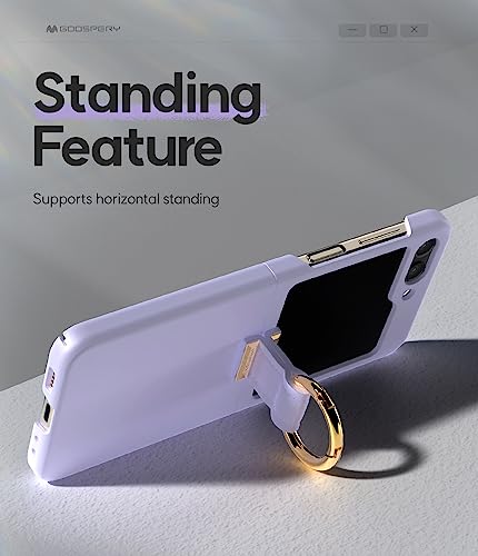 GOOSPERY Goosepry Ring Holder Case Compatible with Galaxy Z Flip 5 Case, Slim Thin Solid Pastel Sturdy Hard PC for Extra Protection Case for Z Filp5 5G 2023, Lilac Purple