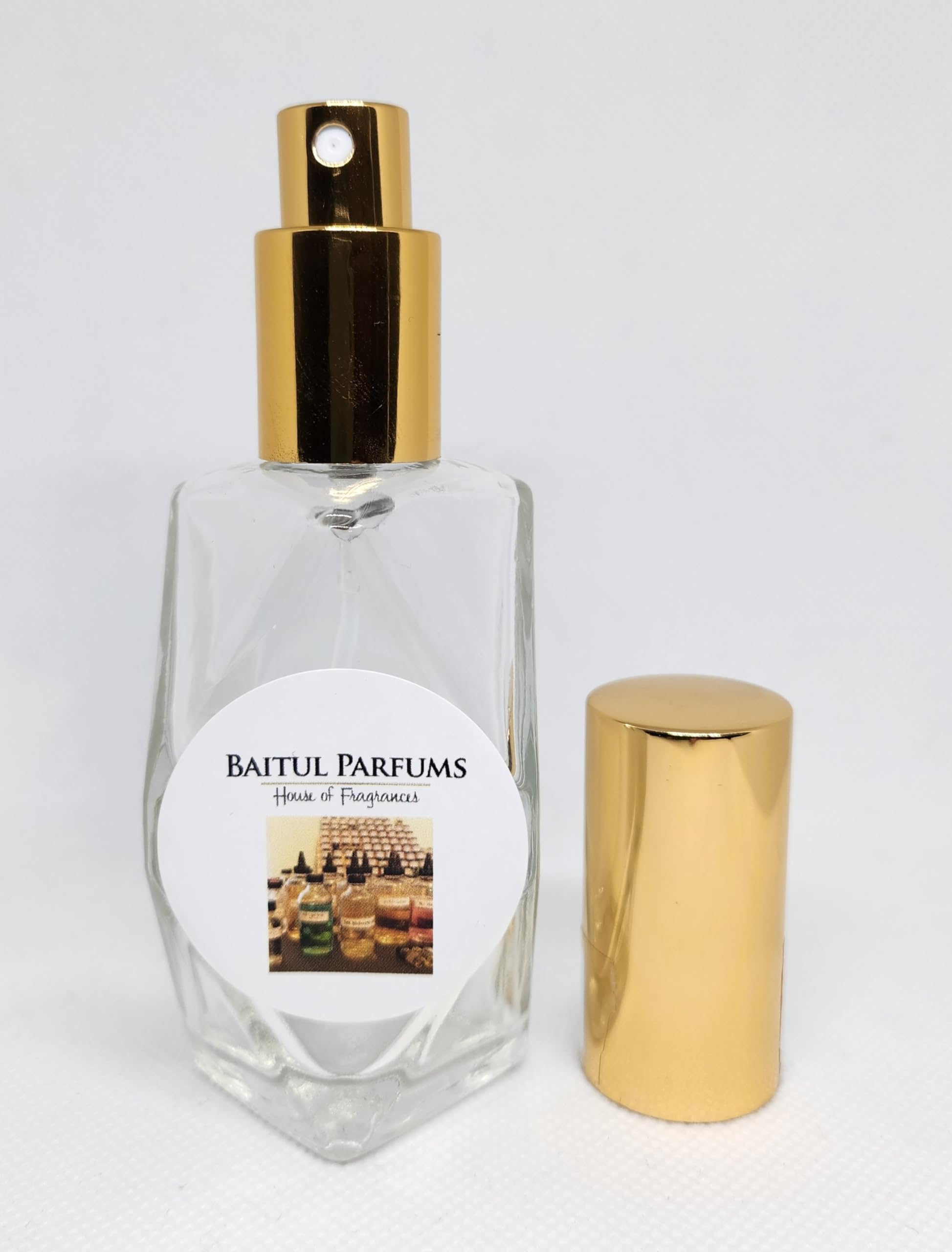 ASMARKET MFK BACCARAT ROUGE 540 Eau De Parfum UNISEX TYPE 1 OZ. FANCY DIAMOND GLASS PUMP SPRAYER ALCOHOL-FREE HYPOALLERGENIC PERFUME OIL_COMPOSITION