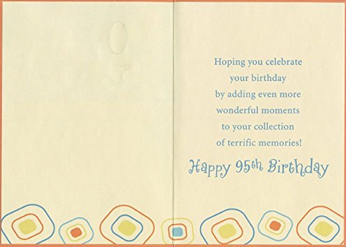 Die Cut 95 with Silver Foil Trim on Yellow: 95th - Designer Greetings Birthday Card