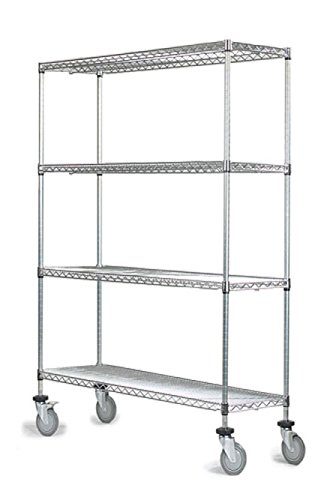 Omega 30" Deep x 60" Wide x 80" High 4 Tier Stainless Steel Wire Mobile Shelving Unit with 1200 lb Capacity
