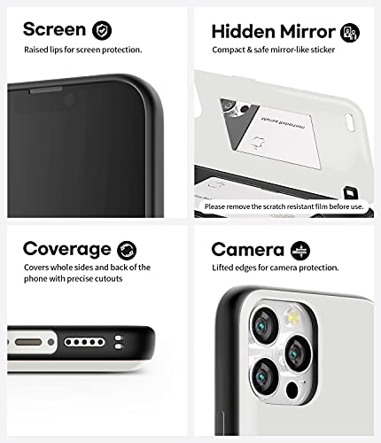 GOOSPERY Magnetic Door Bumper Compatible with iPhone 13 Pro Case, Card Holder Wallet Case, Easy Magnet Auto Closing Protective Dual Layer Sturdy Phone Back Cover - White