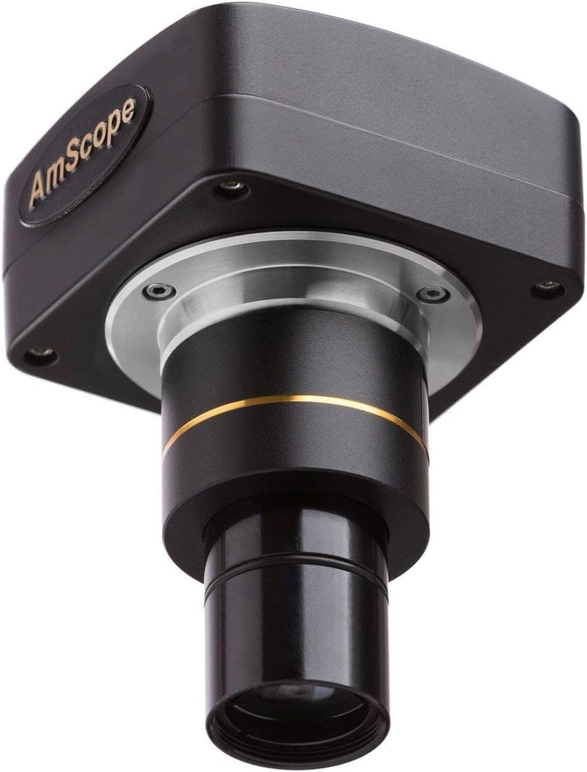 AmScope MU500-PB10 5MP USB Camera for Microscopes + Software + Test Slides, Compatible with Windows XP/Vista/7/8 and Mac OS 10.6 & Up