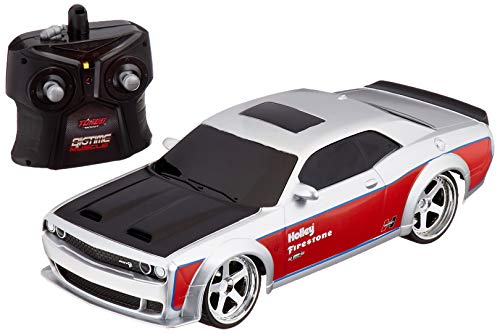 Jada Toys Bigtime Muscle 1:16 2019 Dodge Challenger SRT Hellcat RC Remote Control Car 2.4 GHz Silver, Toys for Kids and Adults