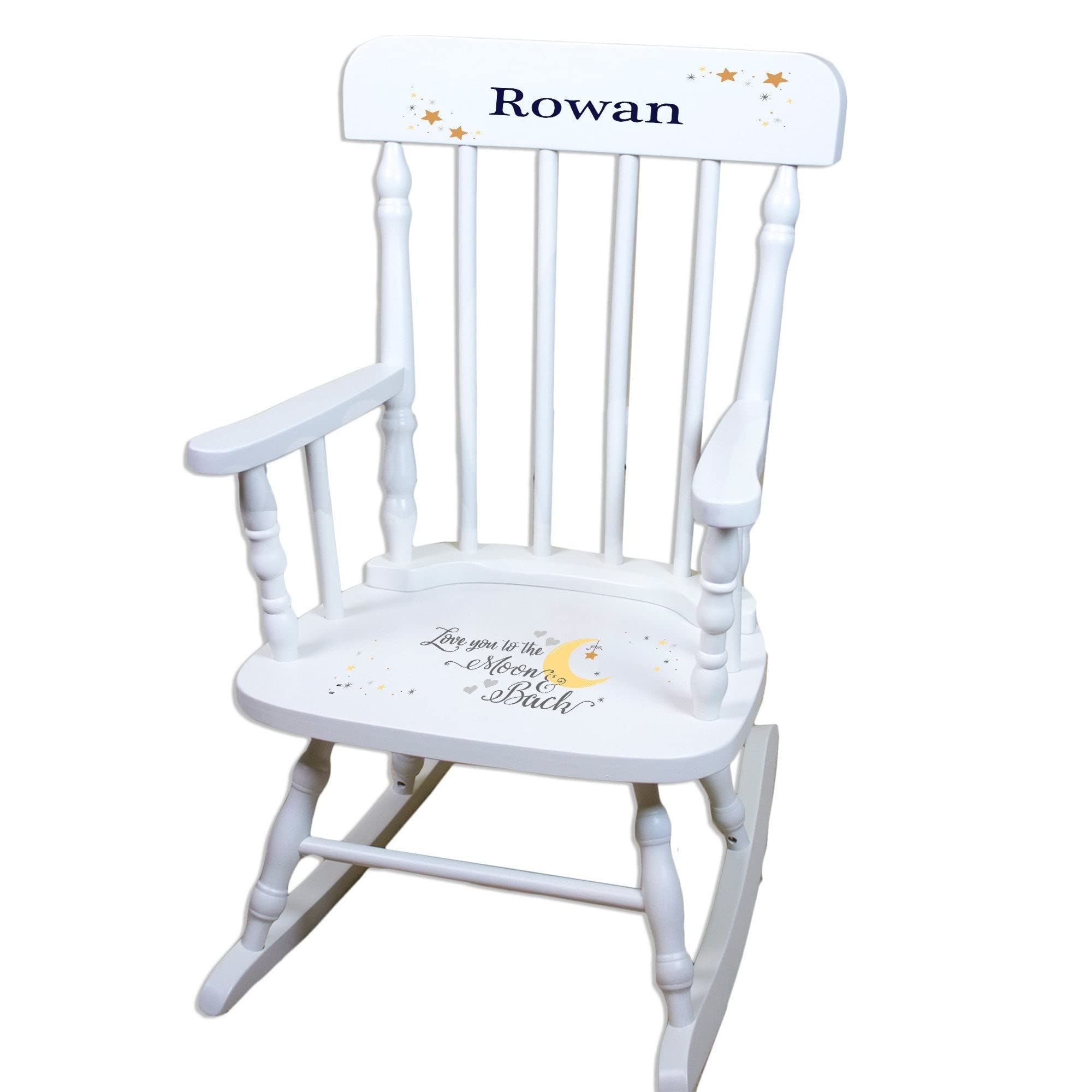 My Bambino Children's Personalized White Rocking Chair I Love You to The Moon and Back