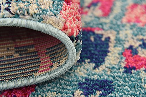 Unique Loom Jardin Collection Colorful, Vibrant, Abstract, Modern Area Rug, 4 x 6 ft, Blue/Pink