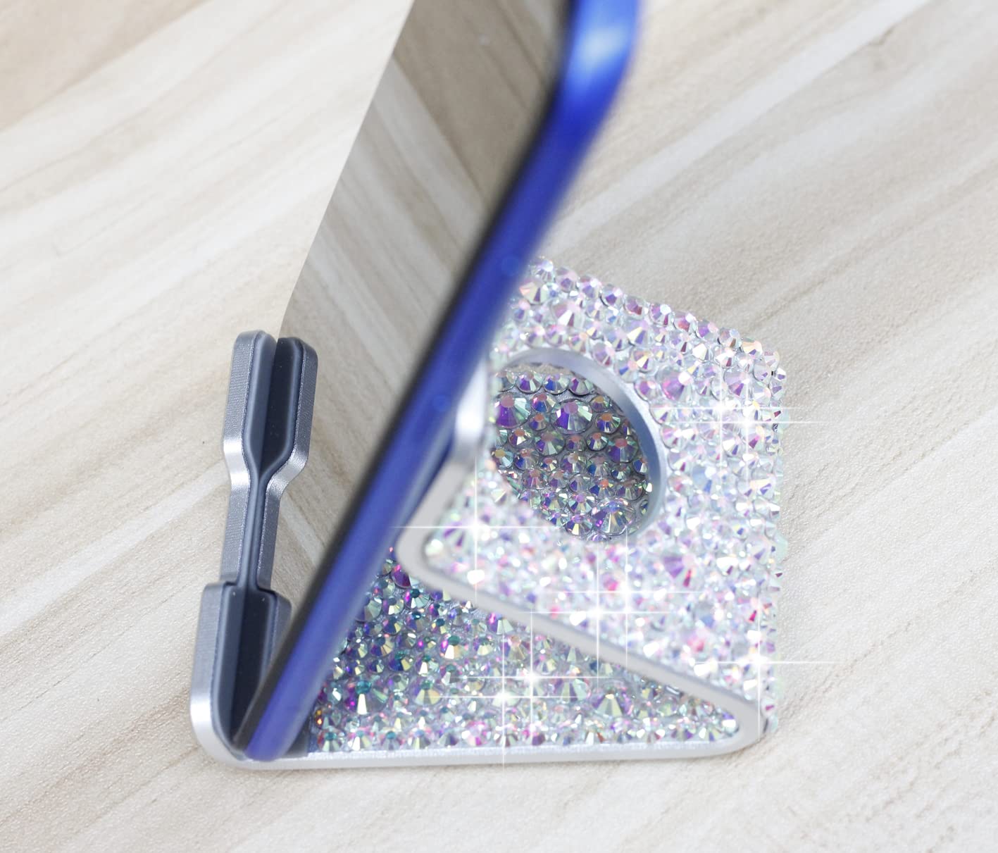 CARCHILE S3 Bling Rhinestones Crystal Cell Phone Stands, Phone Holder for Desk, Phone Desktop Holder Stand Compatible with iPhone IPAD Samsung (Silver)