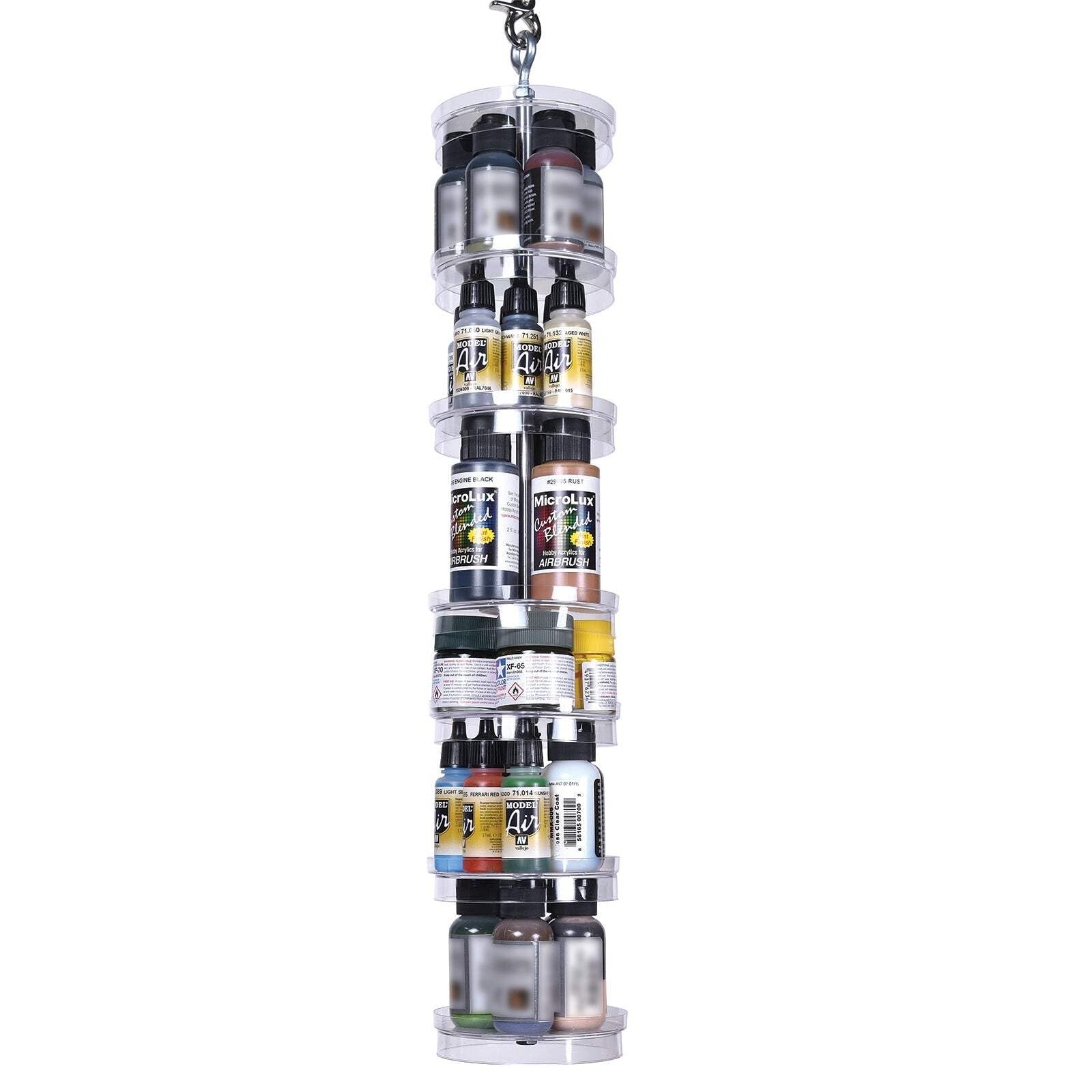 Doc O’Brien’s Paint Organizer Hanging storage solution, Vertical system holds as many as 56 bottles