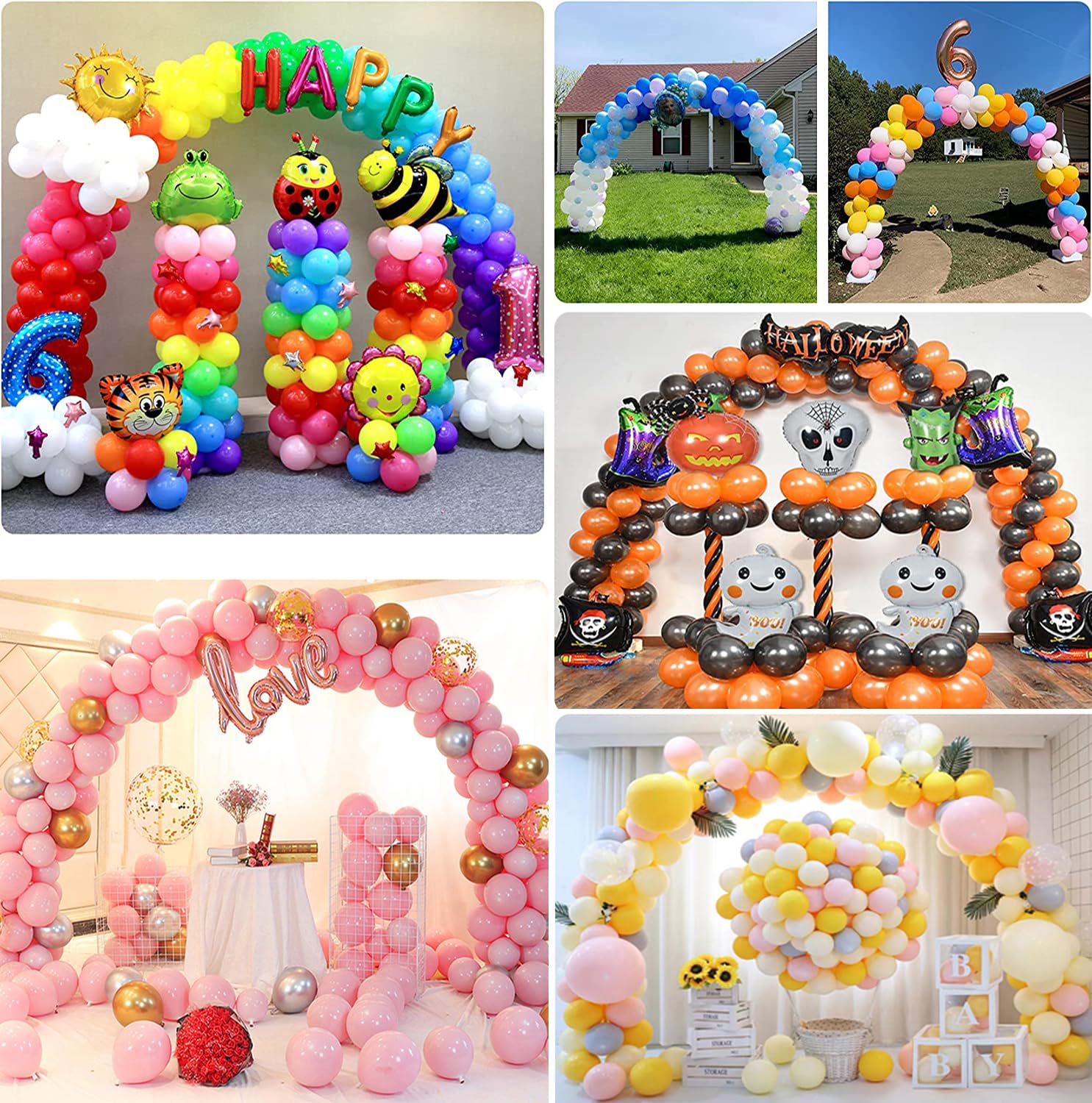 Balloon Arch Kit,10FT Width & 9FT Height Adjustable Balloon Arch Stand with 100 Balloons, With thickened Water Fillable Bases Balloon Arch Brackets for Wedding Graduation Birthday Baby Shower Party