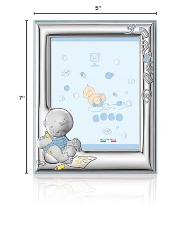 STERLING SILVER PICTURE FRAME with Booklet. 5" x 7". Made in Italy (BOY)