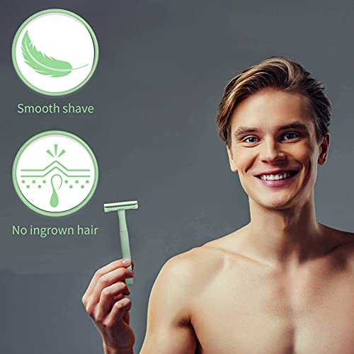 Bambaw Women Safety Razor with 5 Double Edge Safety Razor Blades, Metal Double Edge Razor, Eco Friendly Razor, Reusable & Plastic Free β Mint Green