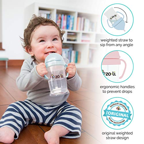 Weighted straw cup | ZoLi BOT Straw Sippy Cup Blush Pink, most loved training cup, toddler transition cup, sippy cup with handles
