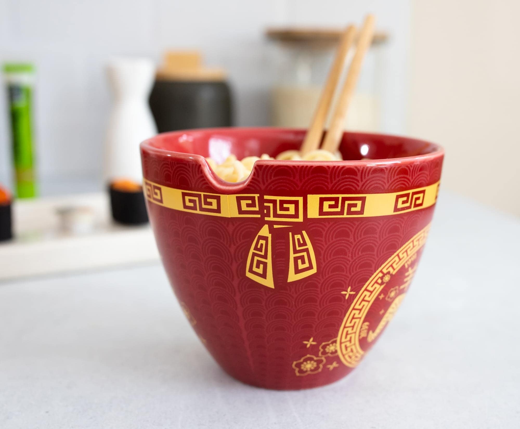 Boom Trendz Year Of The Sheep Chinese Zodiac Ceramic Dinnerware Set Includes 16 Ounce Ramen Noodle Bowl and Red One Size