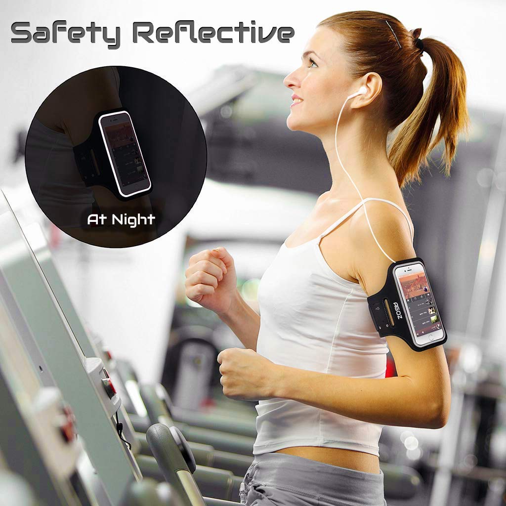 Agoz Armband Cell Phone Holder Sports Case Gym Running Biking Exercise Key Credit Card Bag Compatible with Apple iPhone 15 (5.8"), iPhone 11 PRO, iPhone Xs, X, iPhone 8, 7 (for Bare Phone)(Turquoise)