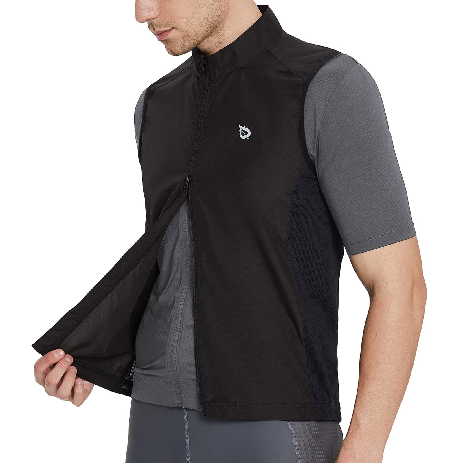 BALEAF Men's Sleeveless Cycling Vest Windproof Bike Jersey Lightweight Reflective Packable Pockets Golf Running, Black XL