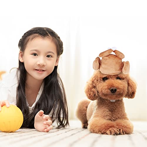 Cat Pet Thanksgiving Turkey Hat for Halloween Thanksgiving Costumes Hat Small Dog Drumstick Hat for Accessories and Party Favors.