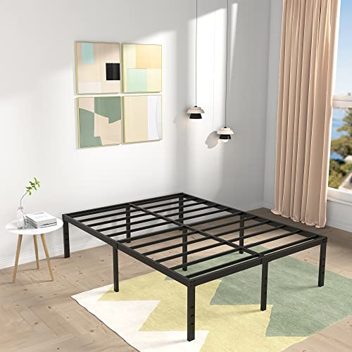 DiaOutro 18 Inch California King Bed Frames Heavy Duty Metal Platform No Box Spring Needed, Maximum Storage, Easy to Assembly, Noise Free, Black